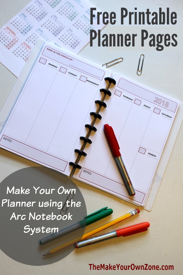 2018 Free Printable Planner Pages The Make Your Own Zone